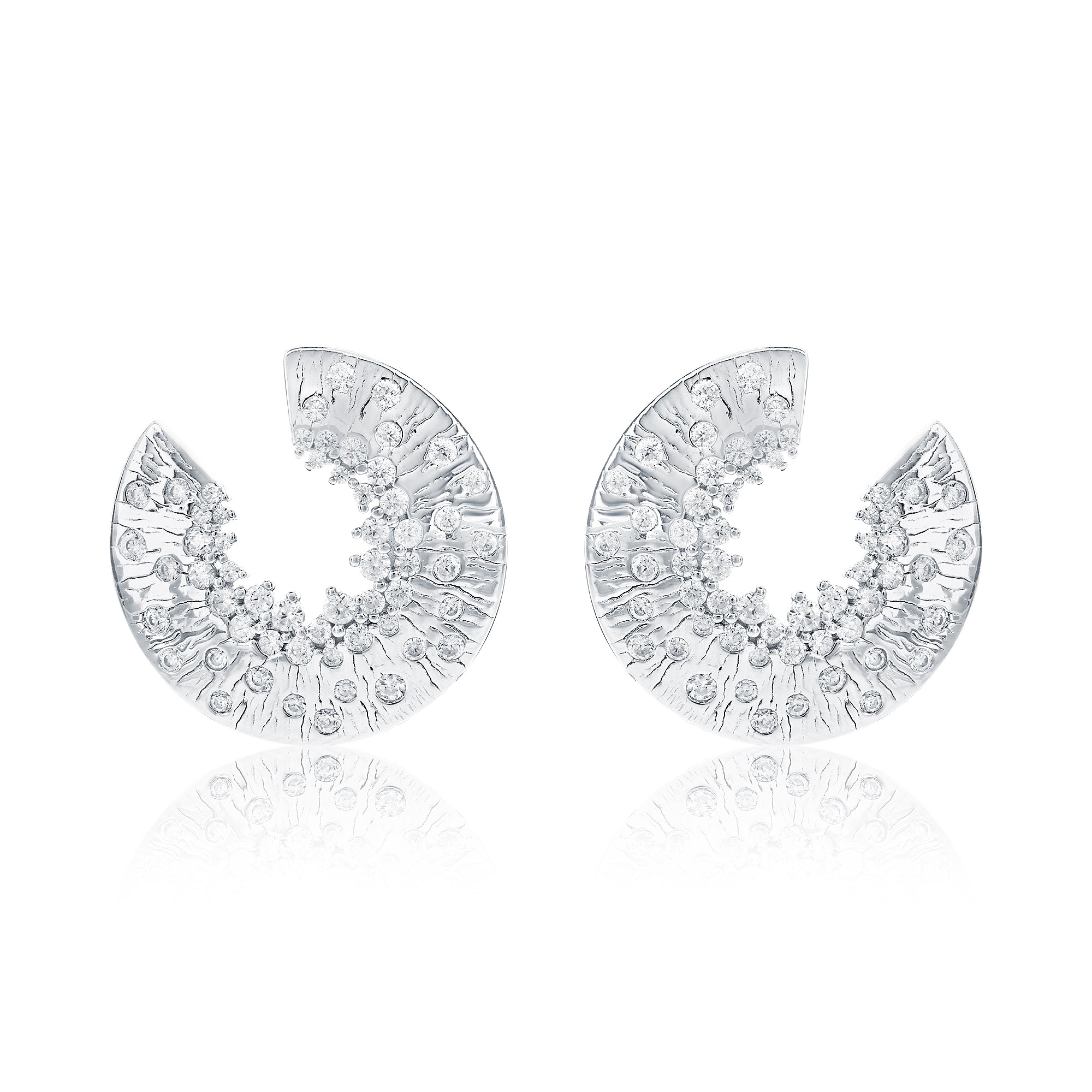 Suzy Levian Sterling Silver White Cubic Zirconia Open Circle Crescent ...
