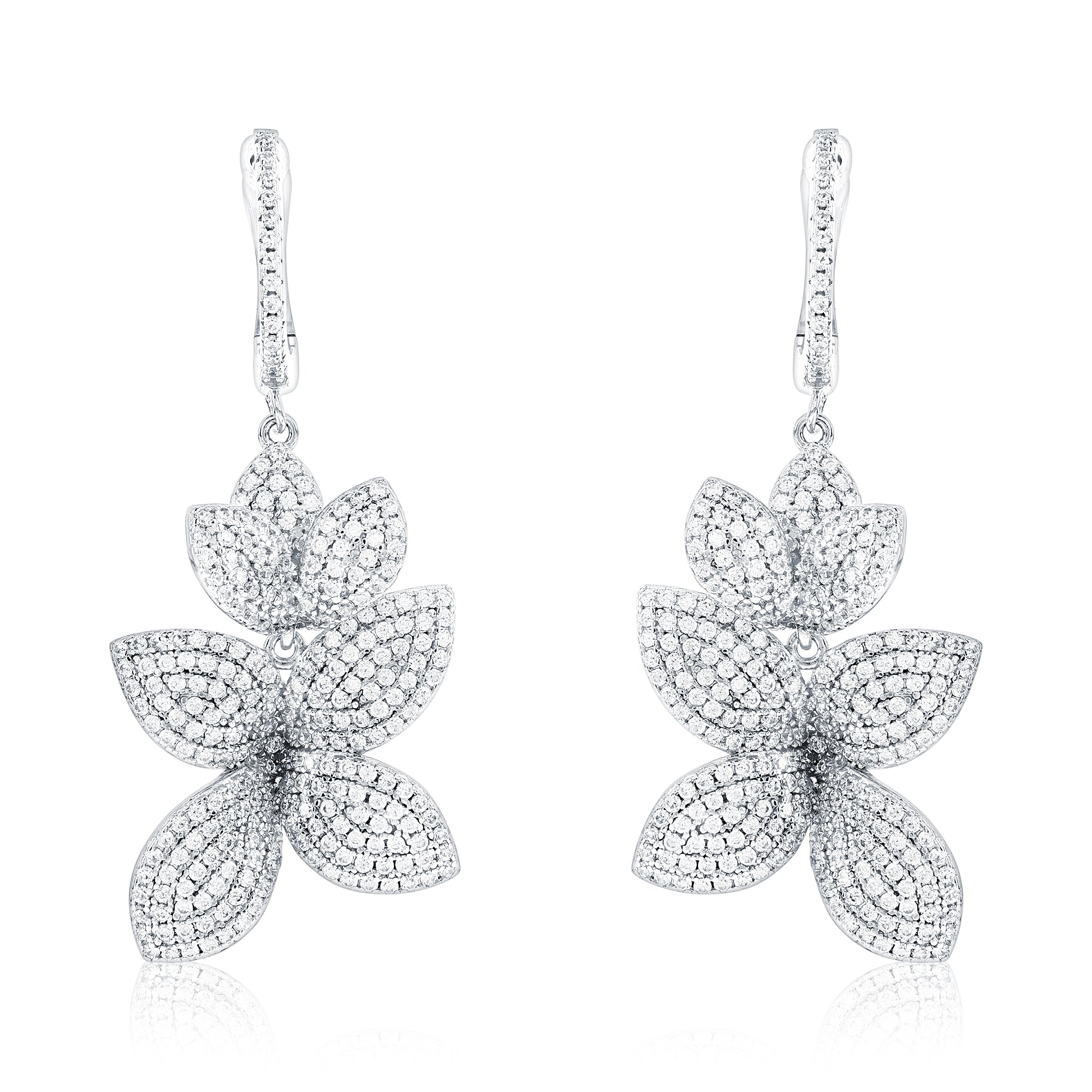 Suzy Levian Sterling Silver White Cubic Zirconia Large Abstract Pave F ...