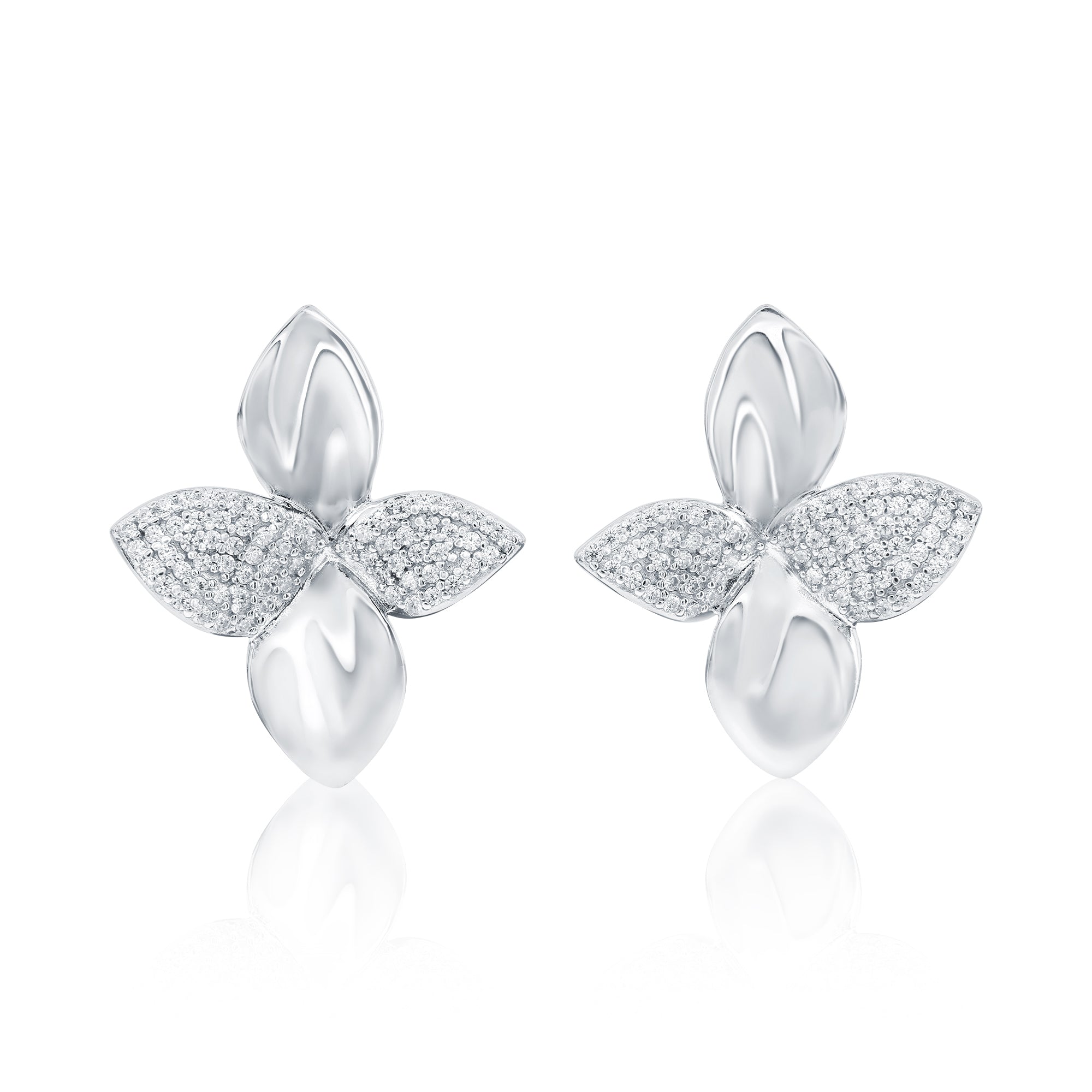 Share Suzy Levian White Sterling Silver White Cubic Zirconia Pave Abst ...