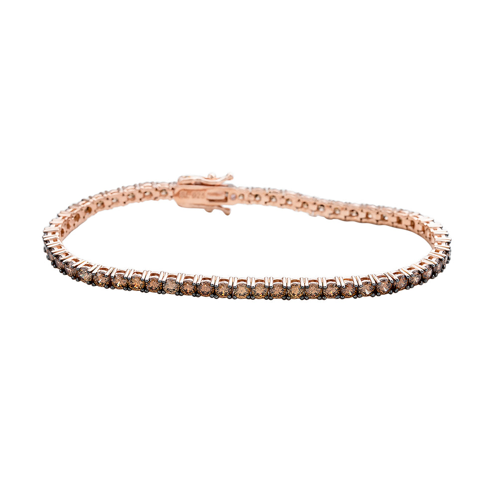 Suzy Levian Brown Cubic Zirconia Rose Sterling Silver 7 inch Tennis Br ...